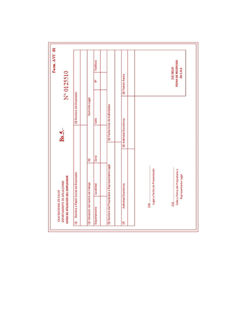 Formulario Avc 01 Vacio 5 Empleados | PDF