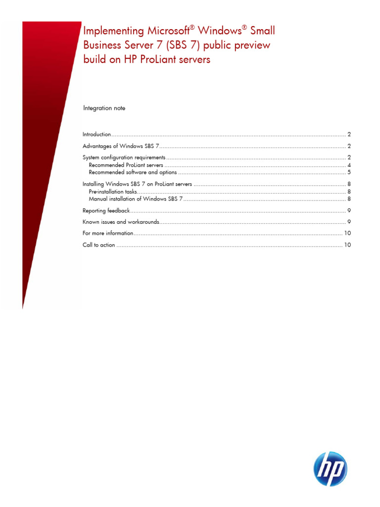 HPE - c02616751 - Implementing Microsoft® Windows® Small Business Server 7 (SBS 7) Public ...