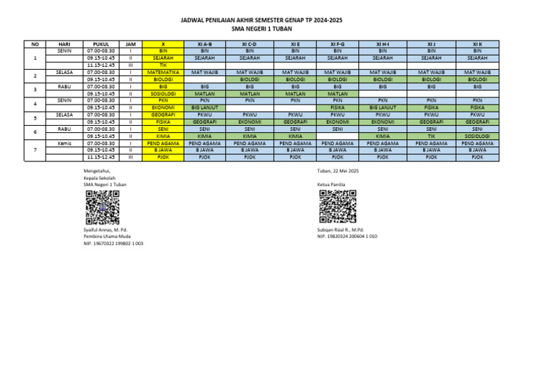 Jadwal Asat 2025 | PDF