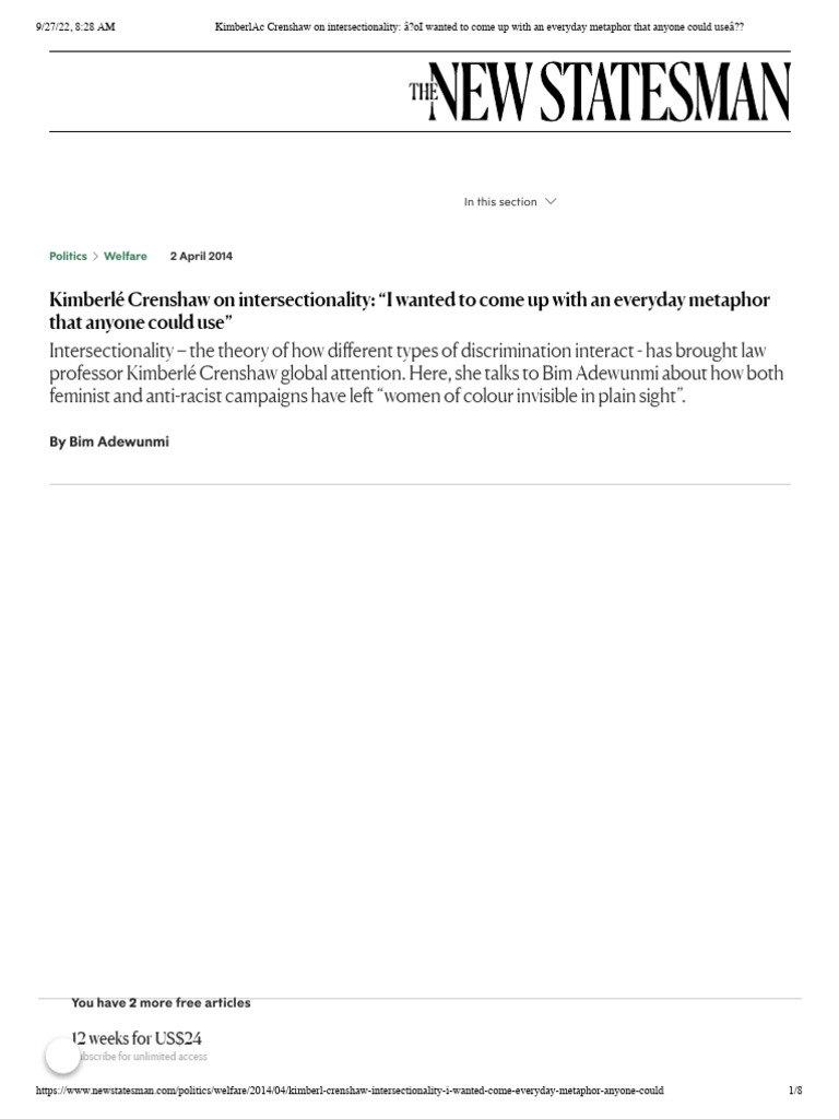 KimberlAc Crenshaw On Intersectionality - Â - Oi Wanted To Come Up With ...