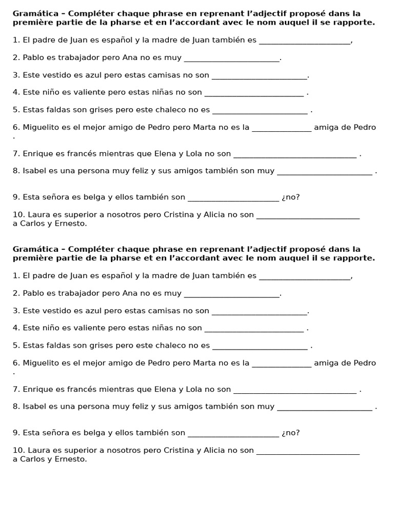 Accord de L'adjectif Avec Le Nom | PDF