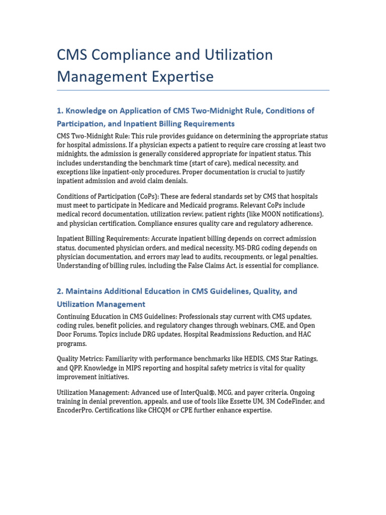 CMS Compliance Utilization Management | PDF | Health Economics | Social ...