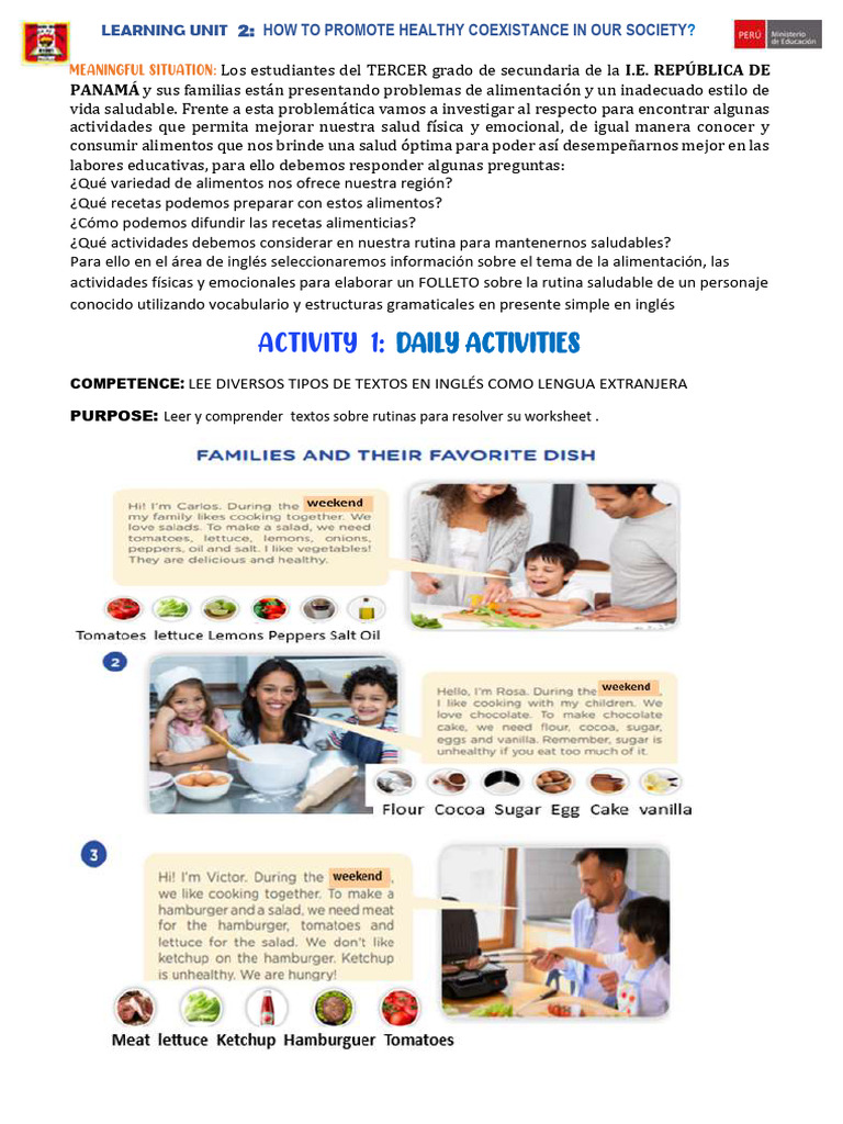 MATERIAL-UNIDAD 2-SEMANA 1-TERCERO.2025docx. | PDF