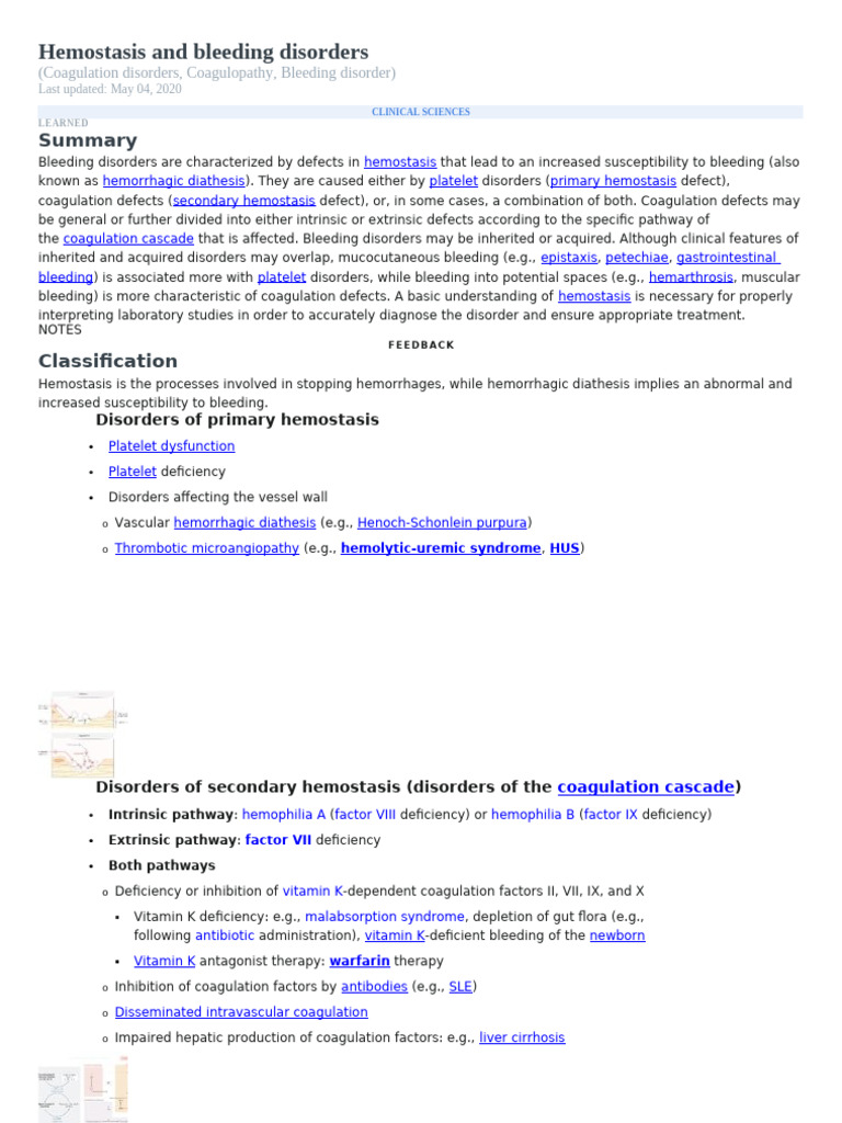 Hemostasis and Bleeding Disorders | PDF | Coagulation | Bleeding