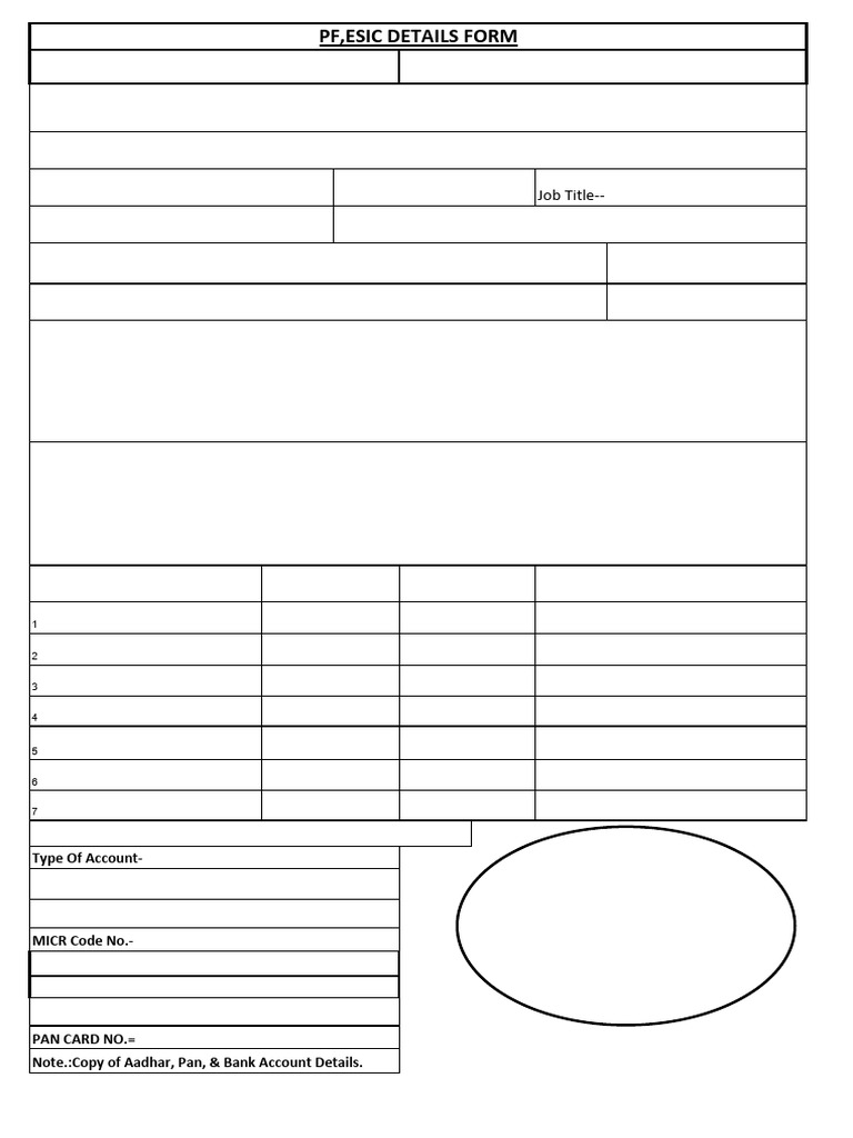 PF ESIC Details Form | PDF