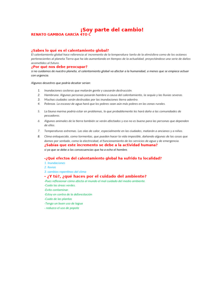 Soy parte del cambio | PDF