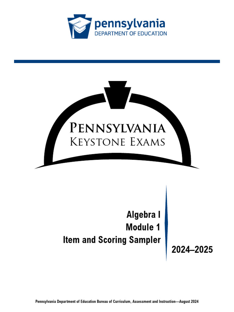 Keystone Algebra I Module 1 Item and Scoring Sampler 2024 To 2025 | PDF ...