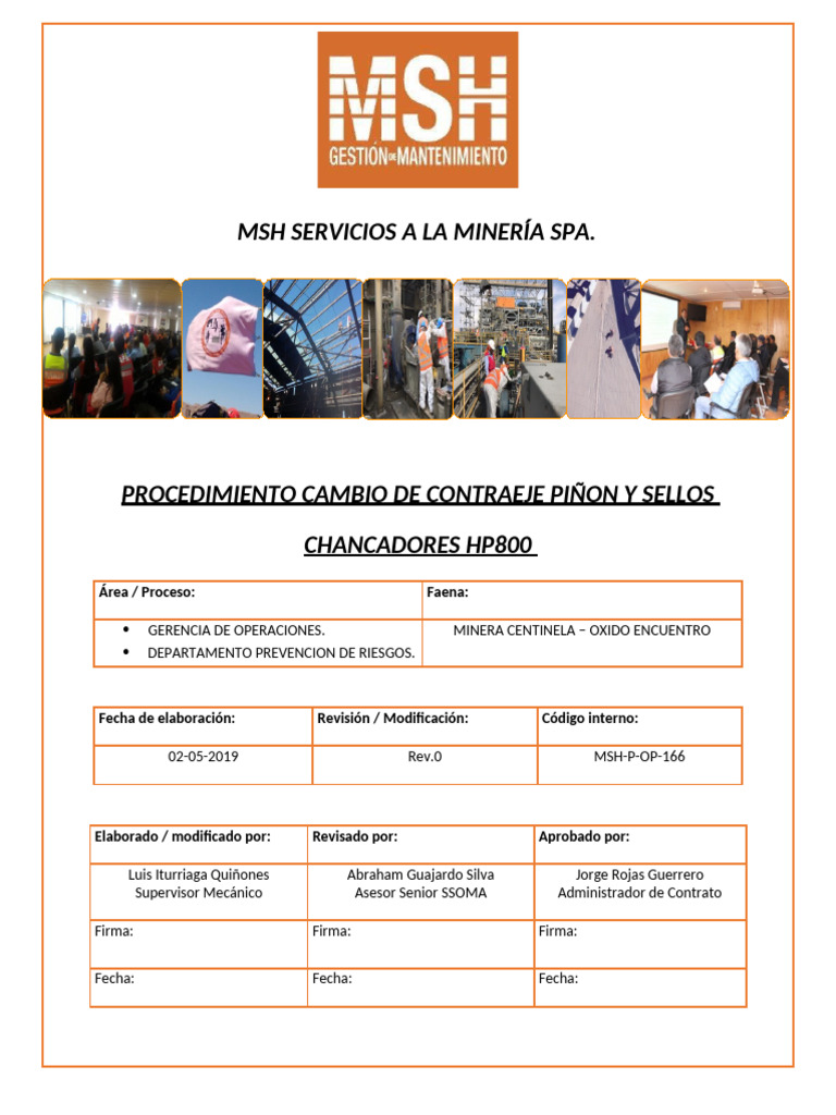 MSH-P-OP-166 - Rev.0 - PROCEDIMIENTO CAMBIO DE CONTRAEJE, PIÑON Y ...