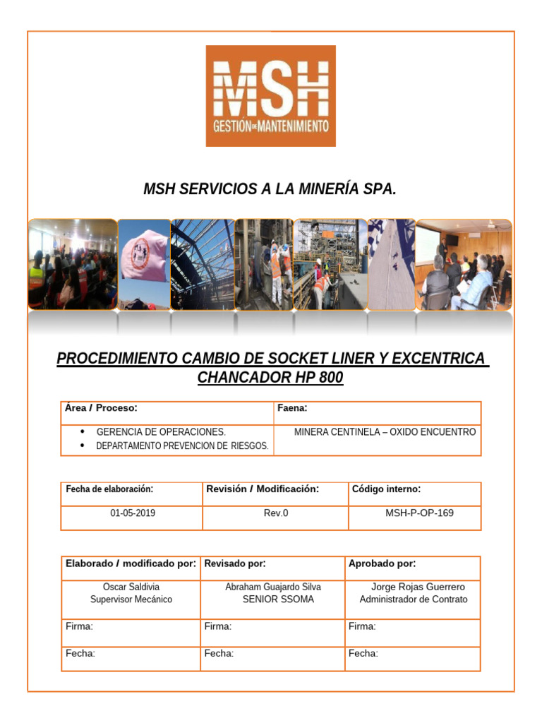 MSH-P-OP-169 - Rev.0 - PROCEDIMIENTO CAMBIO DE EXCENTRICA Y SOCKET LINER HP800 | PDF | Tornillo ...