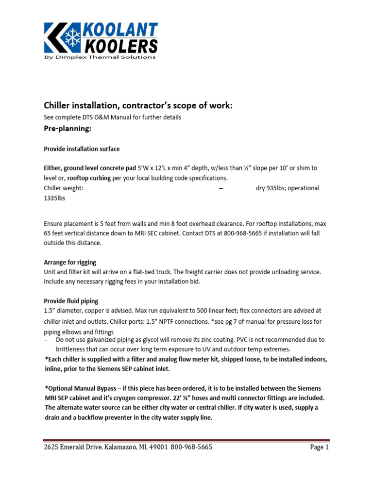 CT Chiller Installation Guidelines | PDF | Manufactured Goods ...