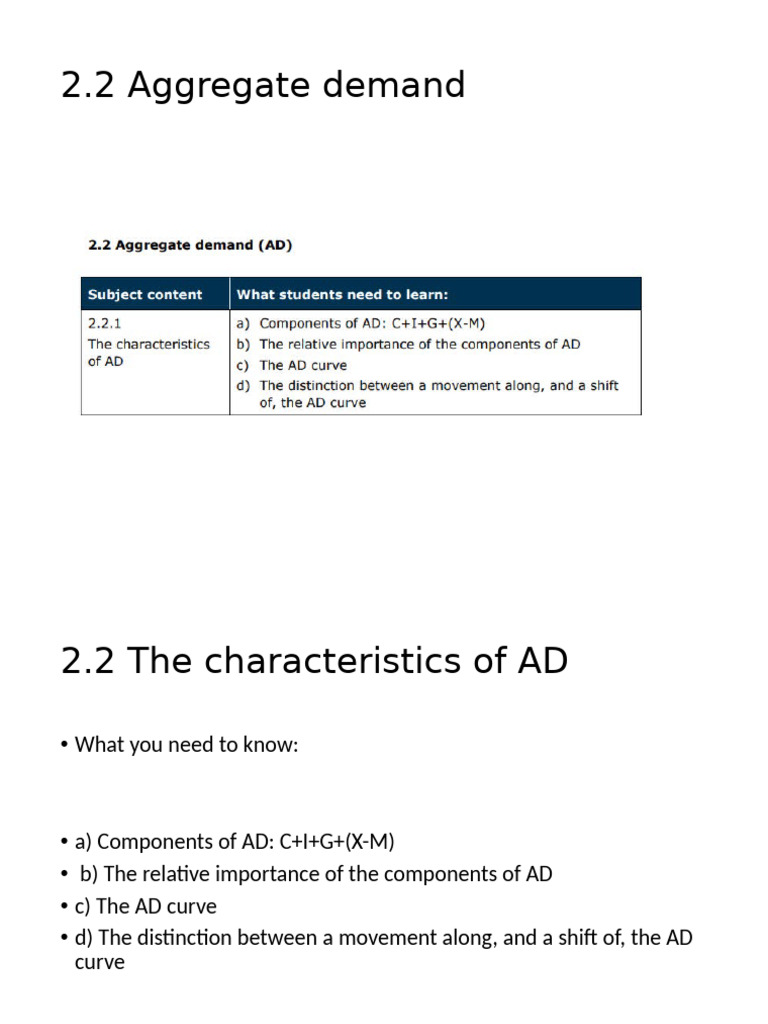 2.2 Aggregate Demand | PDF | Consumption (Economics) | Aggregate Demand