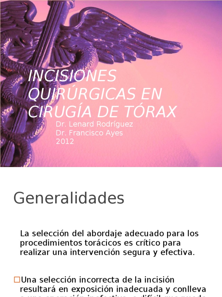 Incisiones Quirúrgicas en Cirugía de Tórax | PDF | Pulmón | Tórax