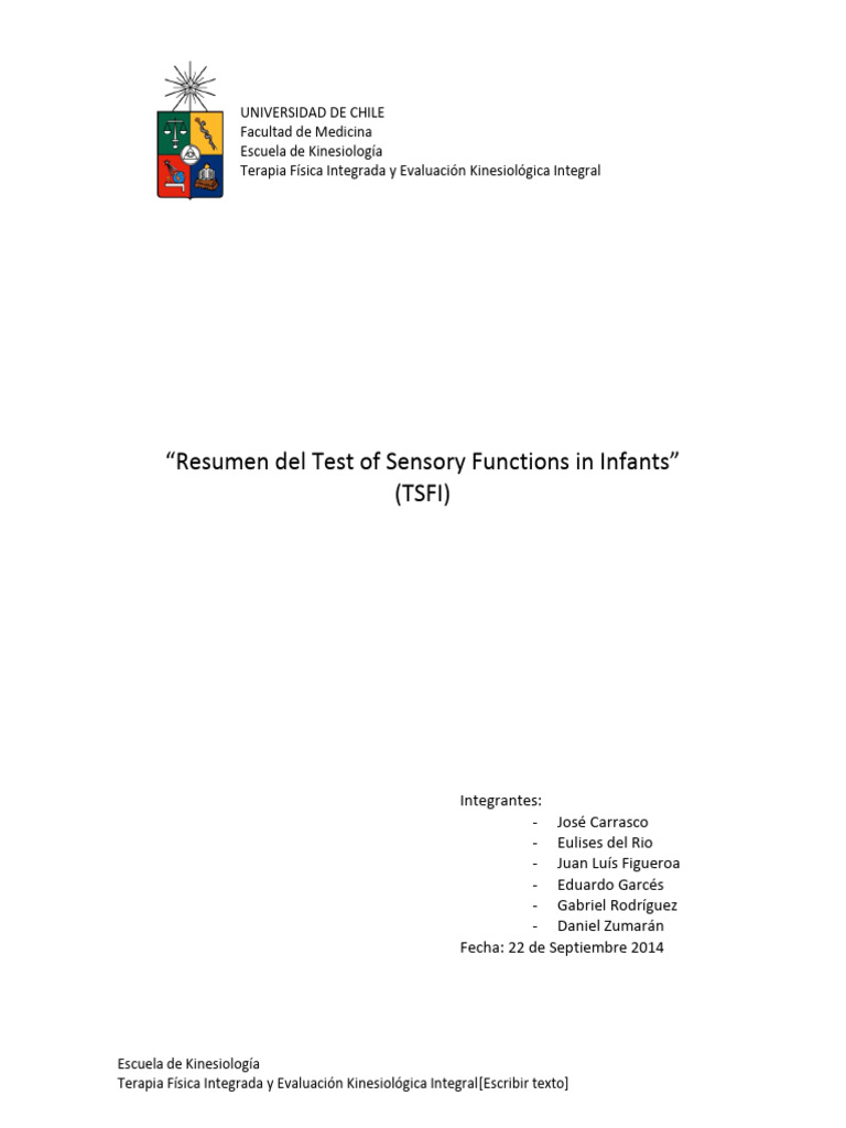 Test of Sensory Function in Infants (TSFI) | PDF | Terapia