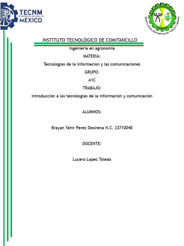 Instituto Tecnológico de Comitancillo | PDF | Tecnología de información ...