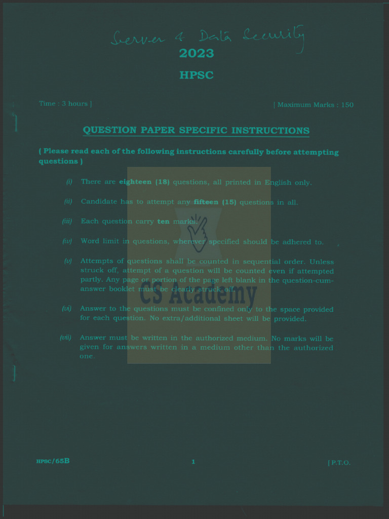 HPSC Previous Year Paper | PDF