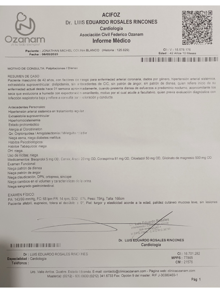 Jonathan Colina Reembolso Cardiología | PDF