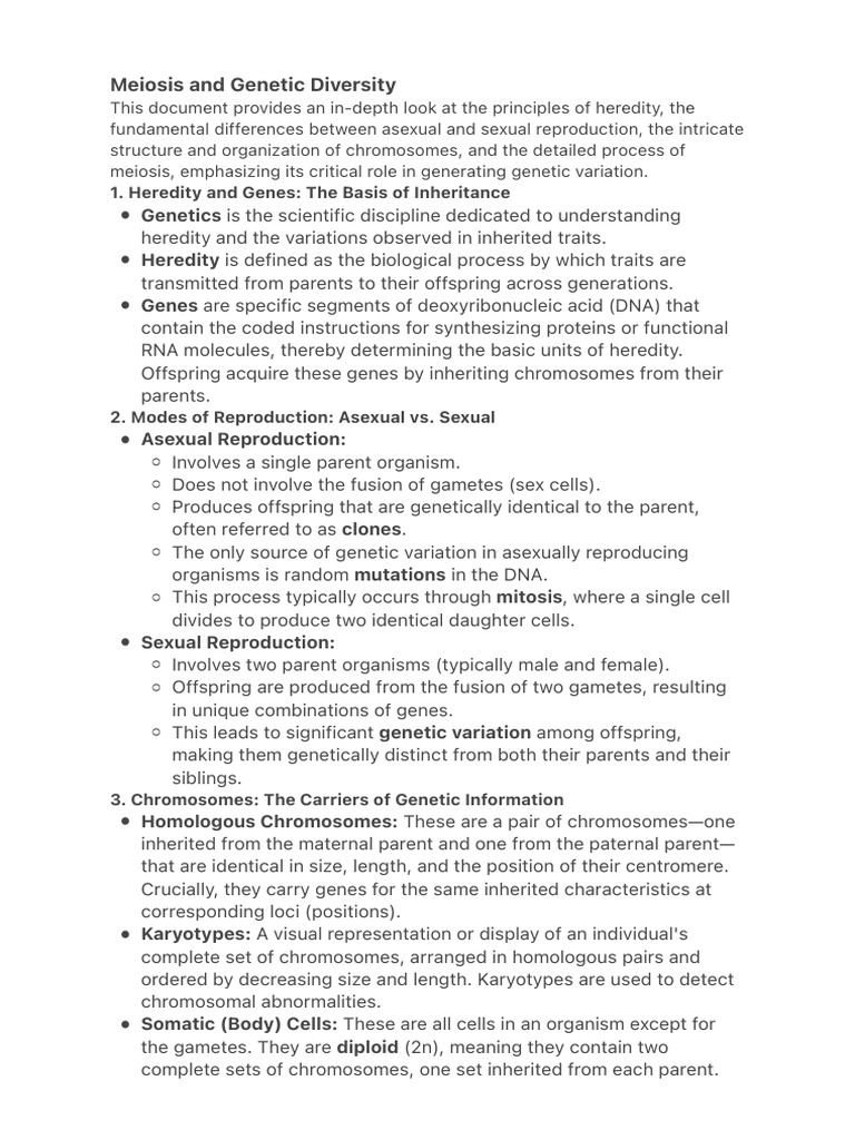 Meiosis and Genetic Diversity | PDF | Meiosis | Mitosis
