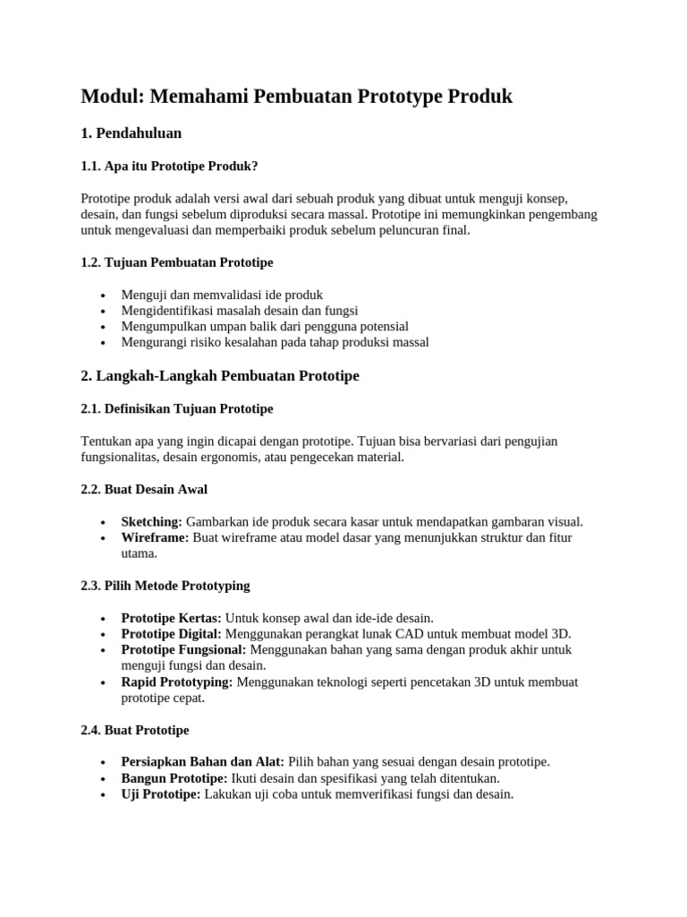 Modul Ajar PKK Kelas XI - Memahami Pembuatan Prototype Produk | PDF
