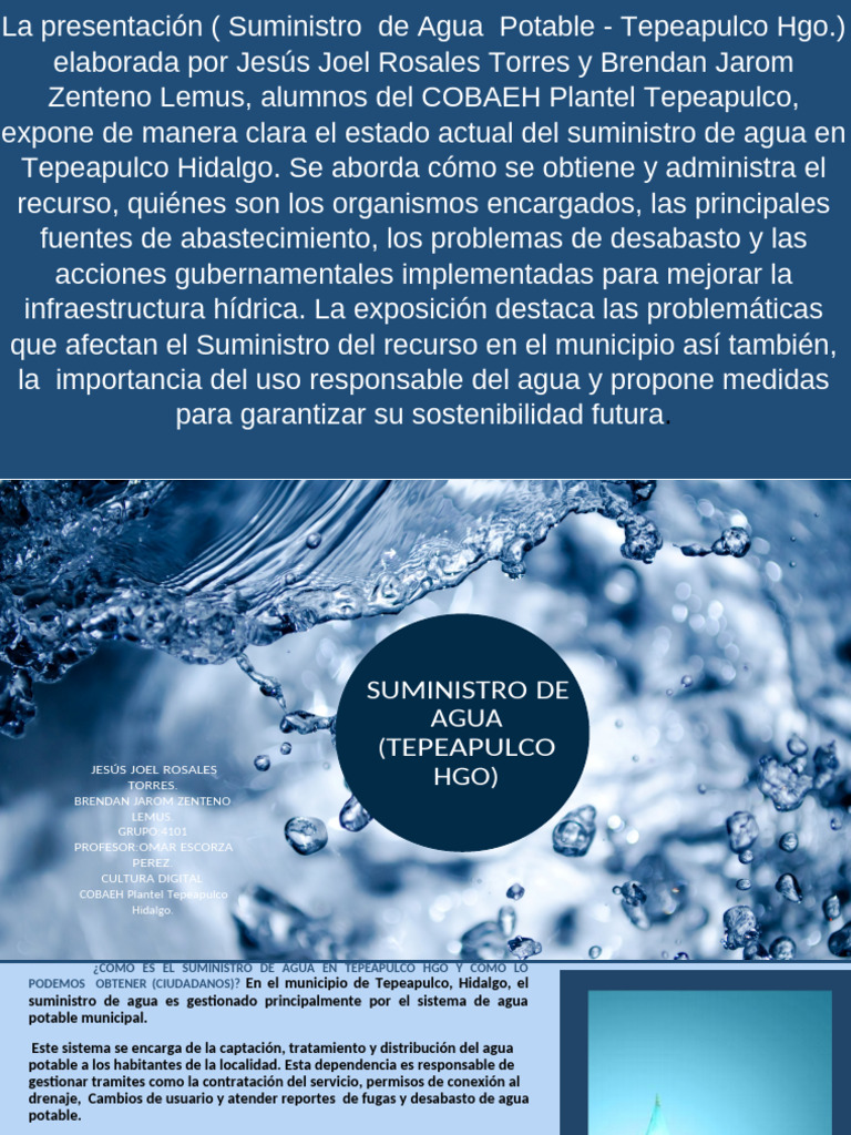 Presentación (Suministro de Agua Potable-Tepeapulco Hgo) | PDF | Agua ...