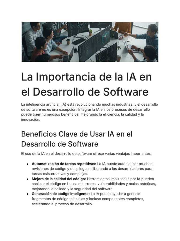 La Importancia de La IA en El Desarrollo de Software | PDF ...