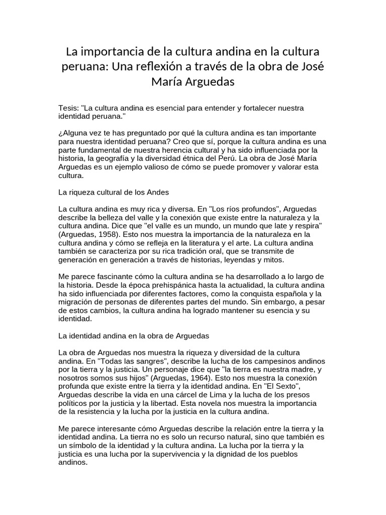 La cultura andina y su relevancia actual | PDF | Perú