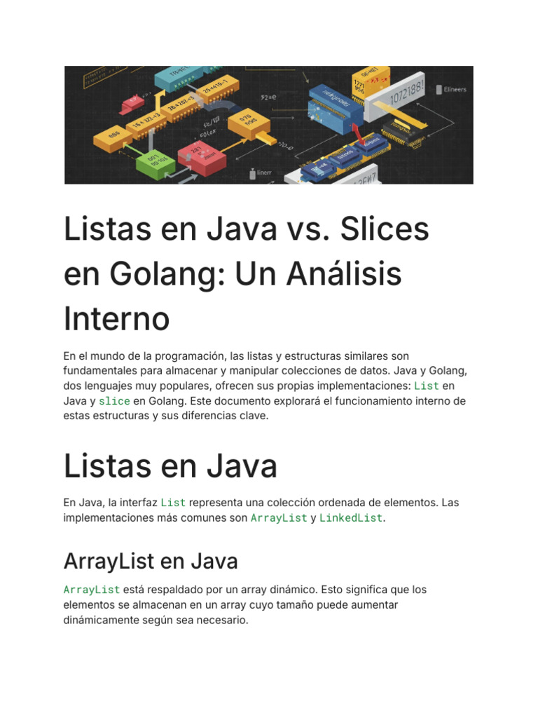 Listas en Java vs. Slices en Golang - Un Análisis Interno | PDF | Programación de computadoras ...