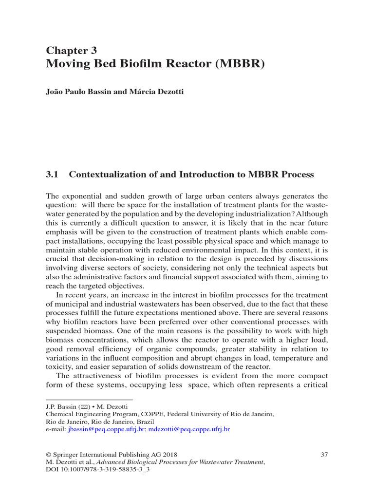Moving Bed Biofilm Reactor MBBR | PDF | Biofilm | Sewage Treatment