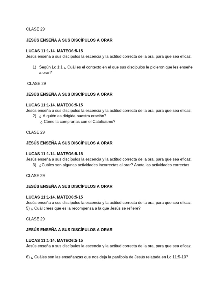 CLASE 29. Jesús Enseña A Orar | PDF
