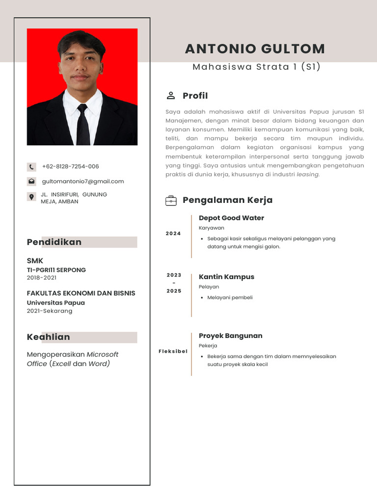 CV Antonio Gultom | PDF