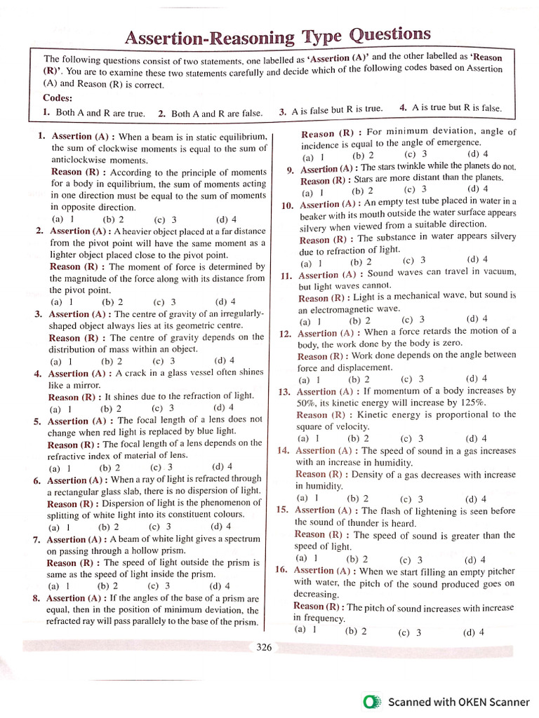 Physics Reasoning Based Questions | PDF
