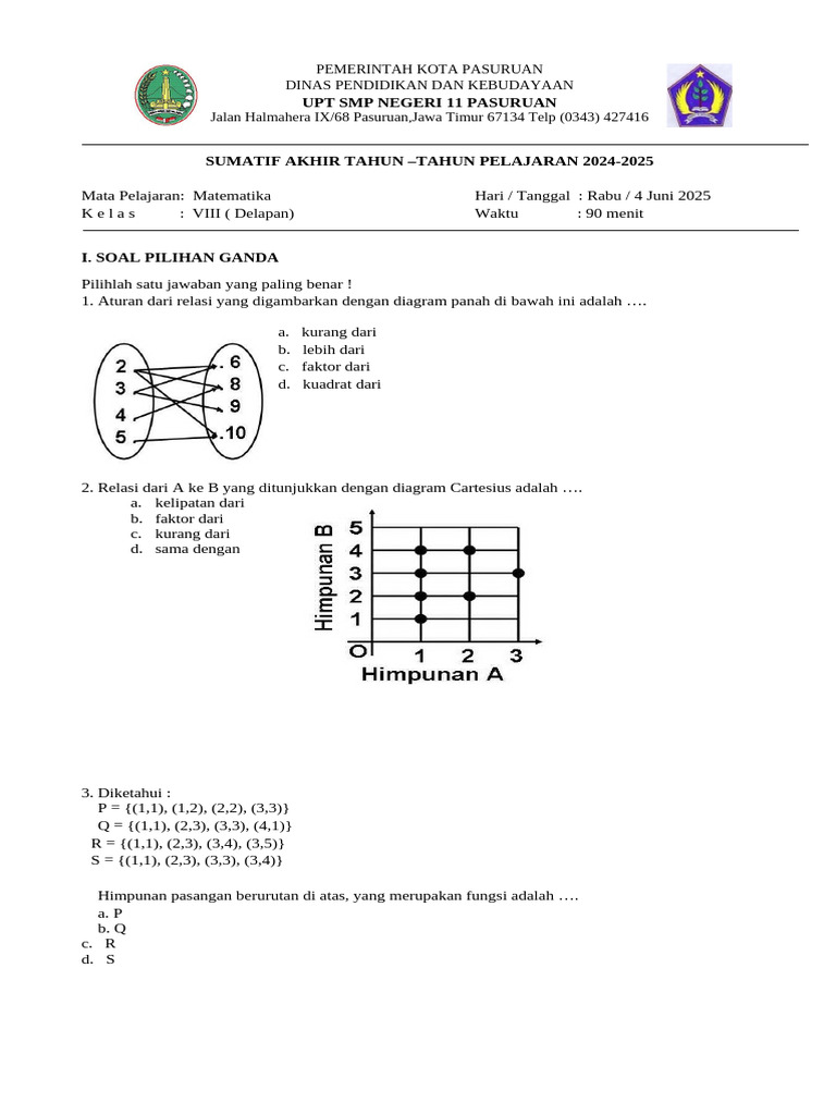 Soal Semester Genap MTK Kelas VIII 2025 | PDF
