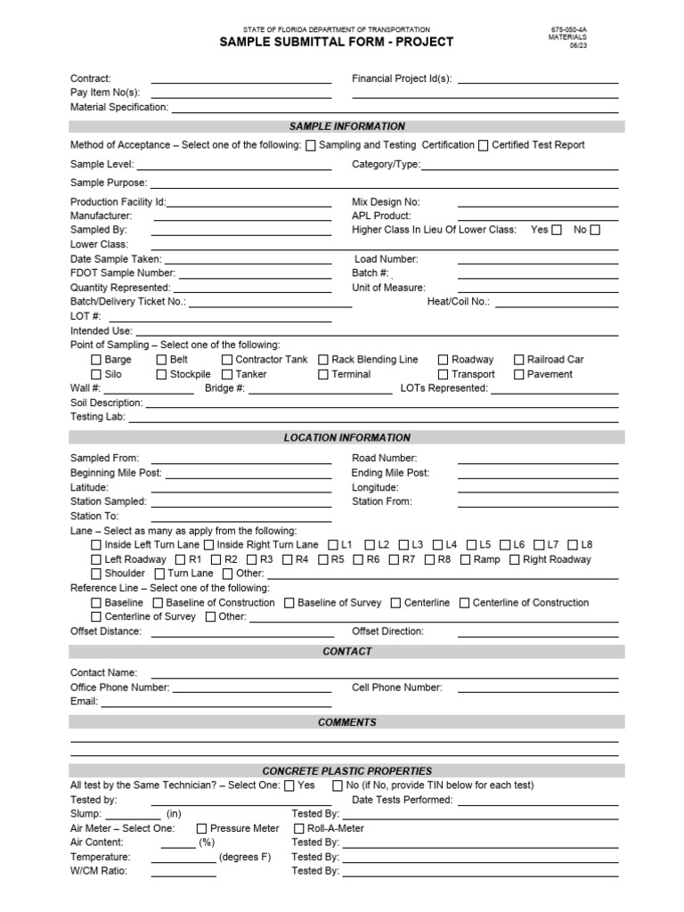 Sample Submittal Form - Project | PDF