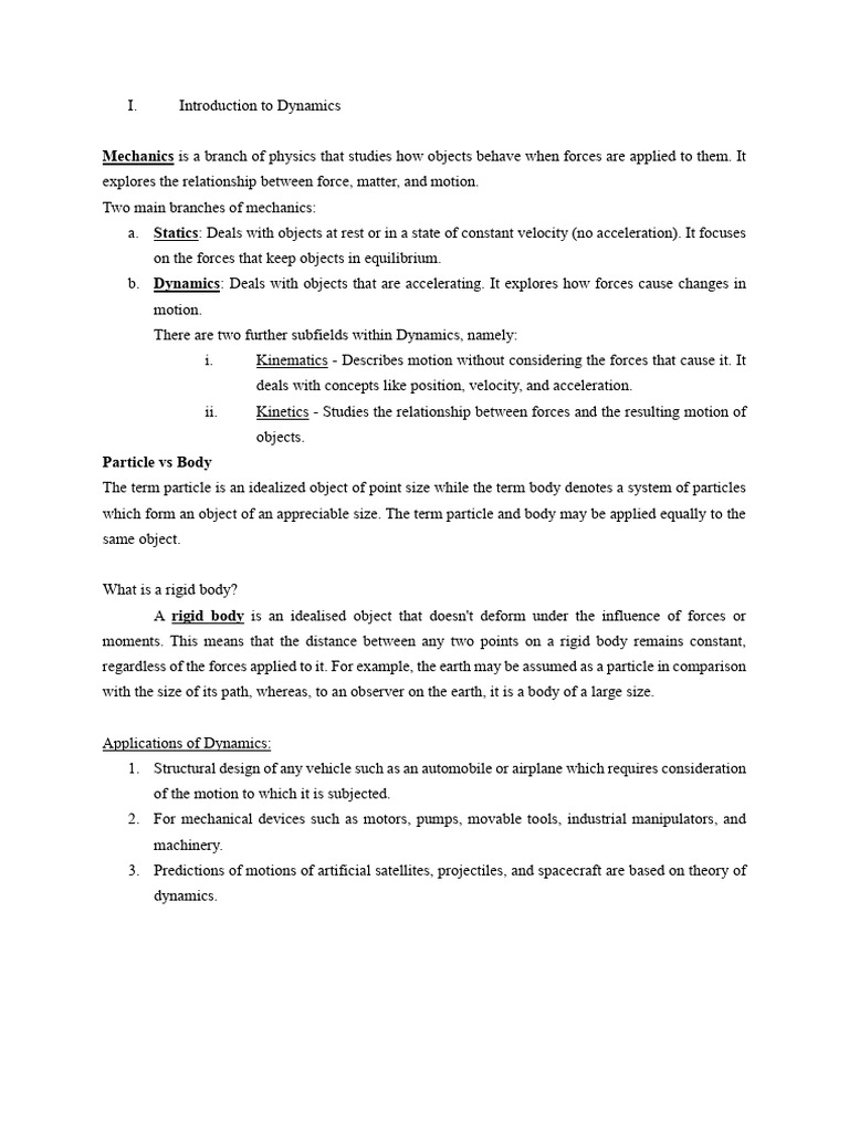 00 - Introduction To Dynamics | PDF