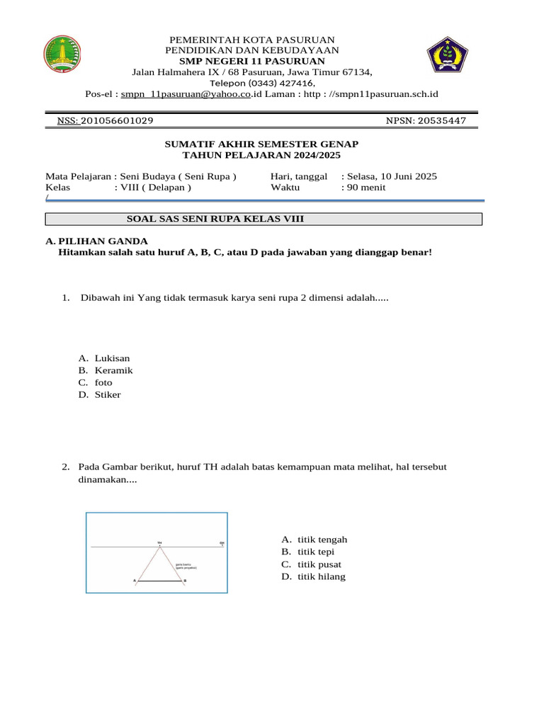 Soal Seni Rupa Sas Sem 1 Dafi @ | PDF