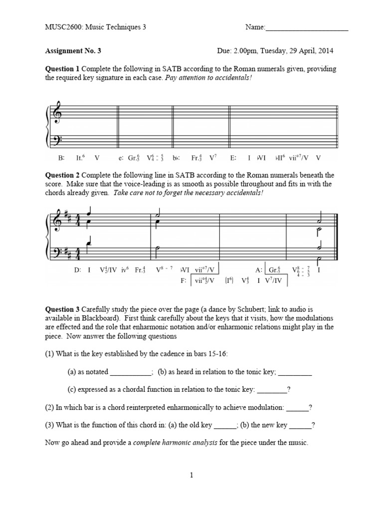 Music Techniques 3 Assignment Guide | PDF | Chord (Music) | Harmony