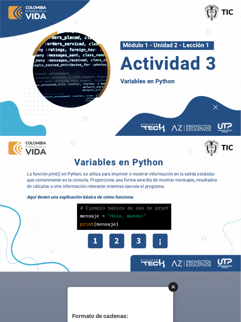M1 U2 L1 Act.3.VariablesenPython | PDF | Python (lenguaje de programación) | Variable (informática)
