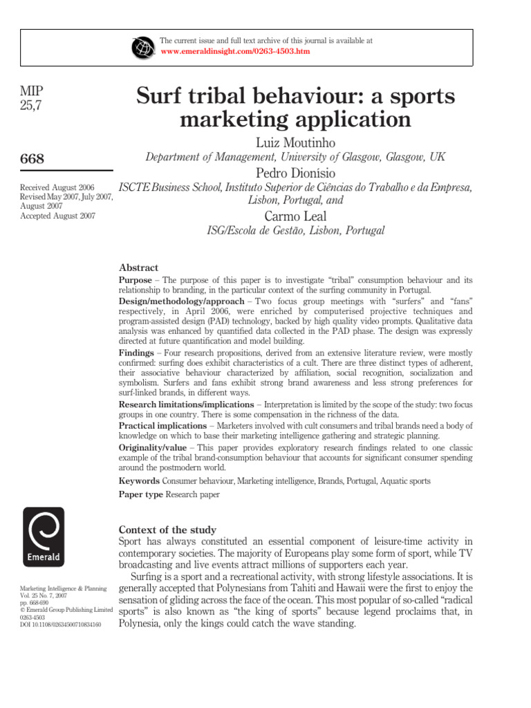 2007 Surf Tribal Behaviour | PDF | Brand | Consumer Behaviour