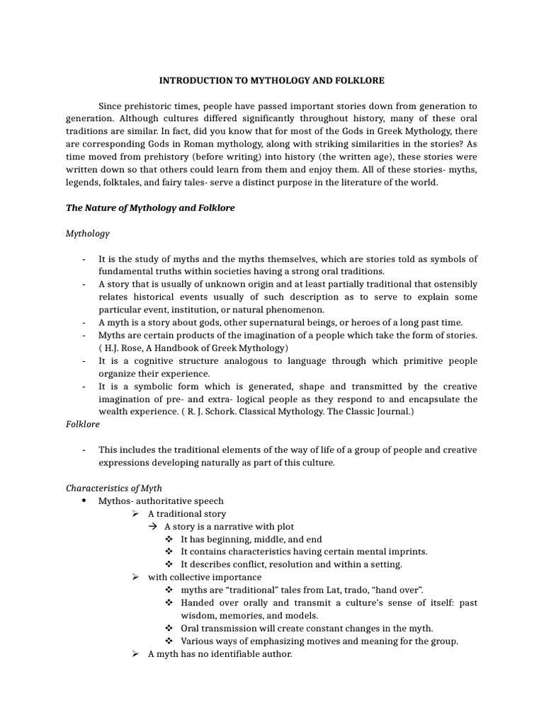 001 Introduction To Mythology and Folklore | PDF | Narrative | Greek ...