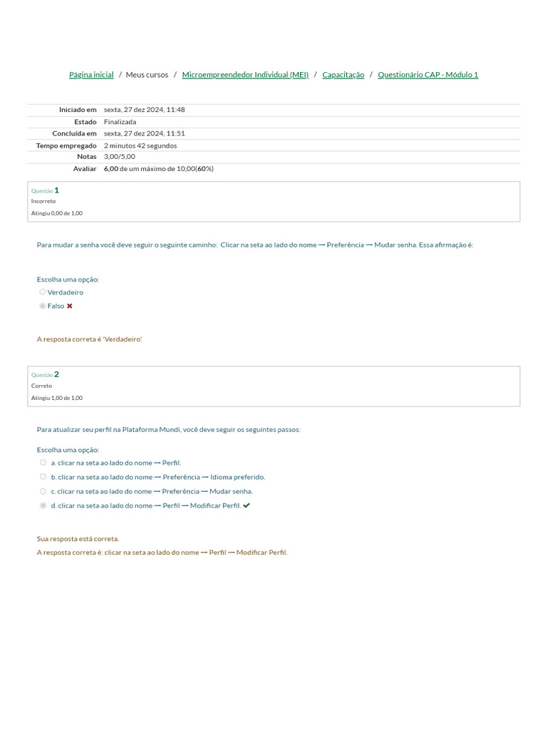 Questionário CAP - Módulo 1 - Revisão Da Tentativa | PDF
