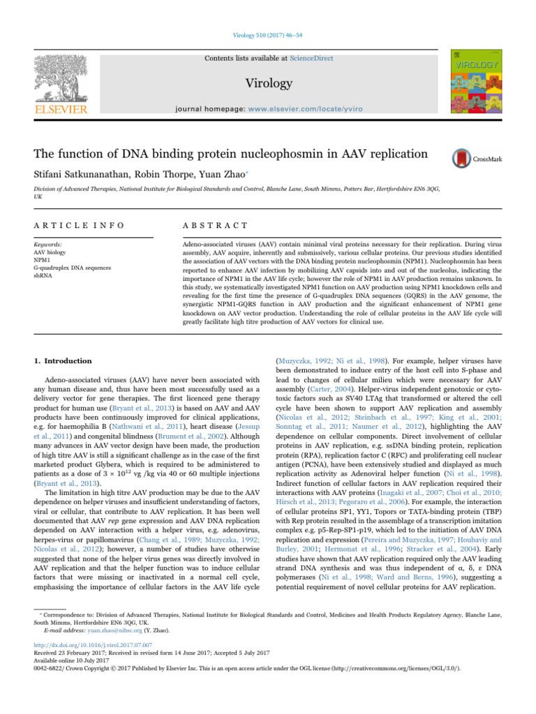 2017-The Function of DNA Binding Protein Nucleophosmin in AAV ...
