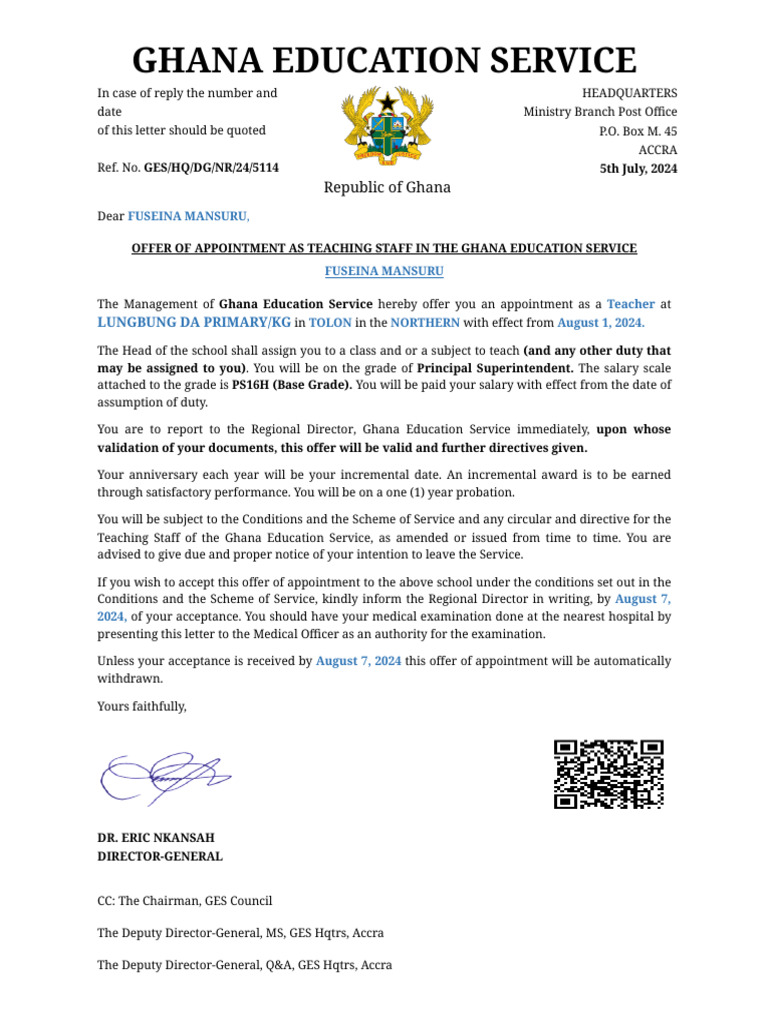 Appointment Offer for Teaching Staff | PDF | Government