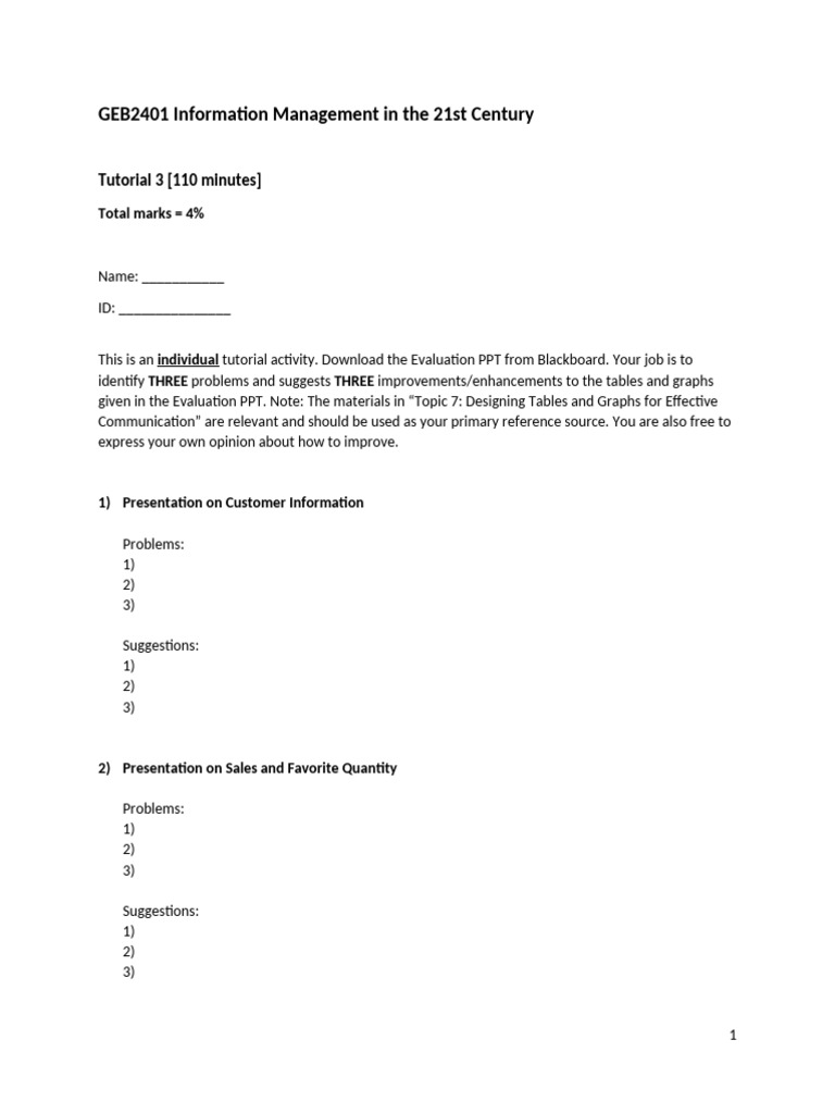 Tutorial 3 Reduced Version | PDF