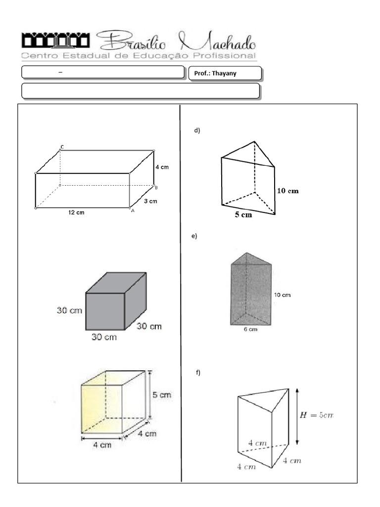 Área de Prismas | PDF