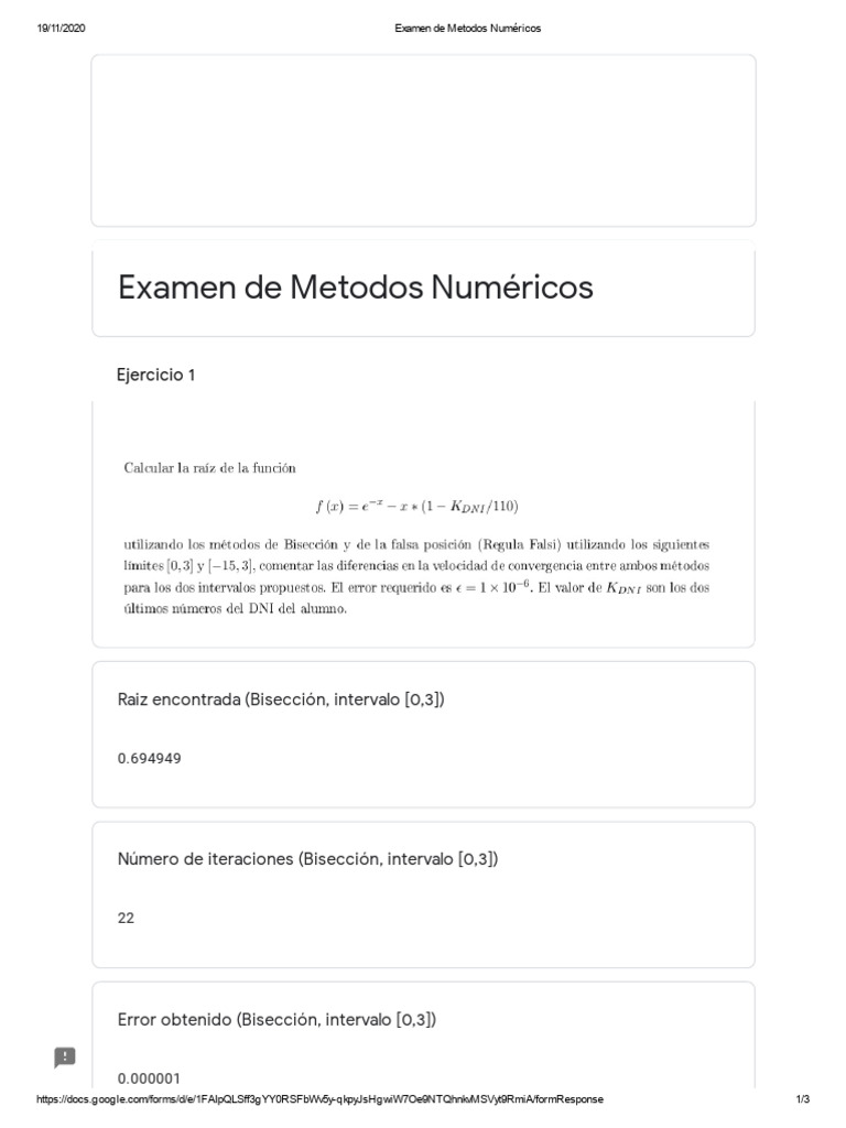 Examen de Metodos Numéricos | PDF
