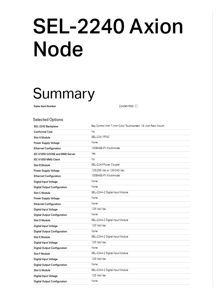 SEL-2240 Axion Node - Summary | PDF