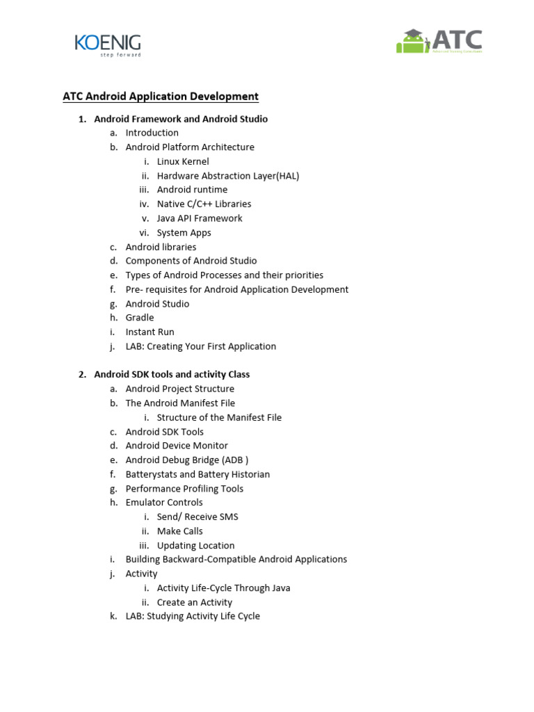 ATC Android Application Development: 1. Android Framework and Android Studio | PDF | Android ...