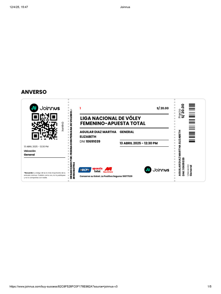 Entradas Liga Nacional Vóley 2025 | PDF