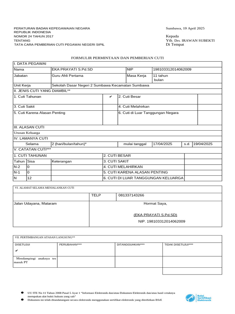 Ttd File - Cuti | PDF