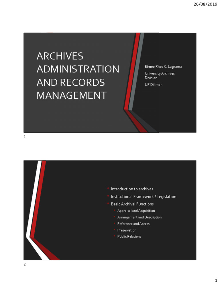 Archives Management Overview Guide | PDF | Archive | Library Science
