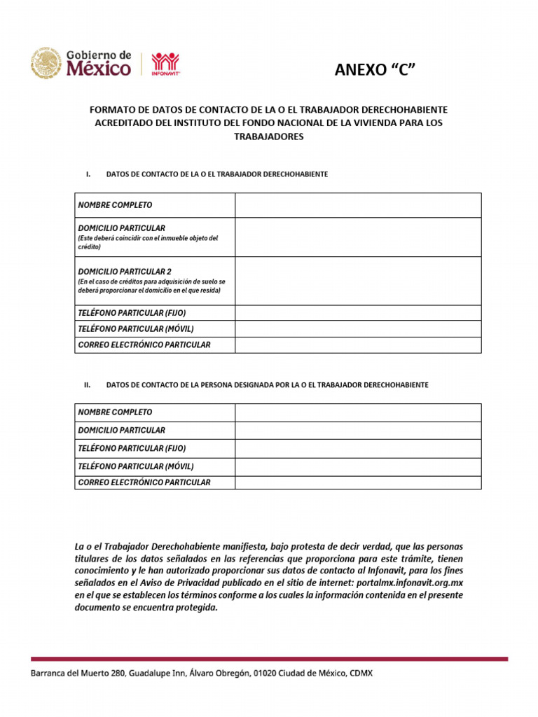 Cómo llenar el Anexo C de Infonavit | PDF